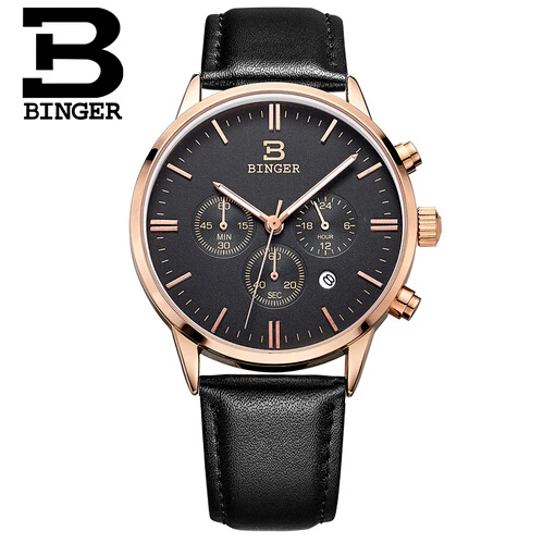Binger Chronograph Casual Watch Men Luxury Brand Quartz Military Sport ...