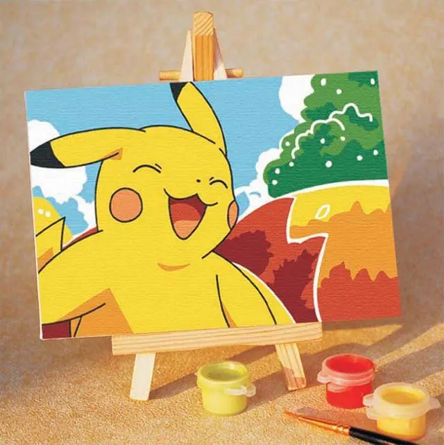 Pikachu Paint By Number Kit Drawing Toy Set 15x10cm (6"x4") Diy ...