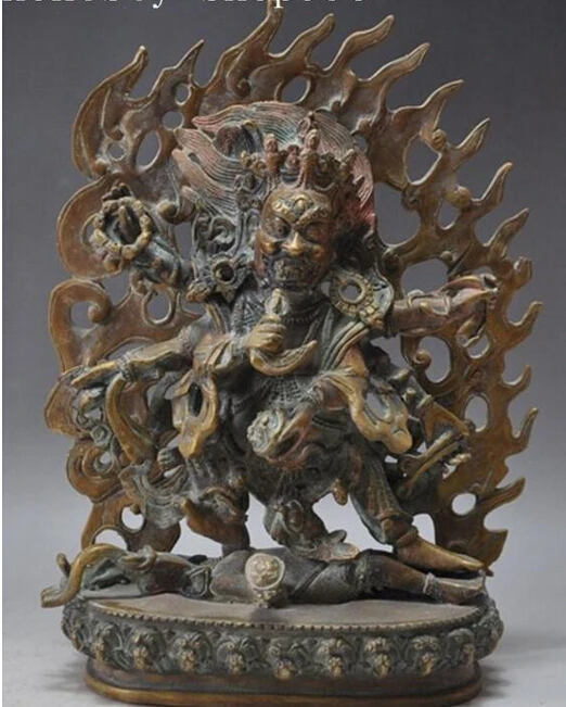 WBY 827+++++ 11"Tibet buddhism Bronze Joss 6 Arm Vajra Mahakala ...