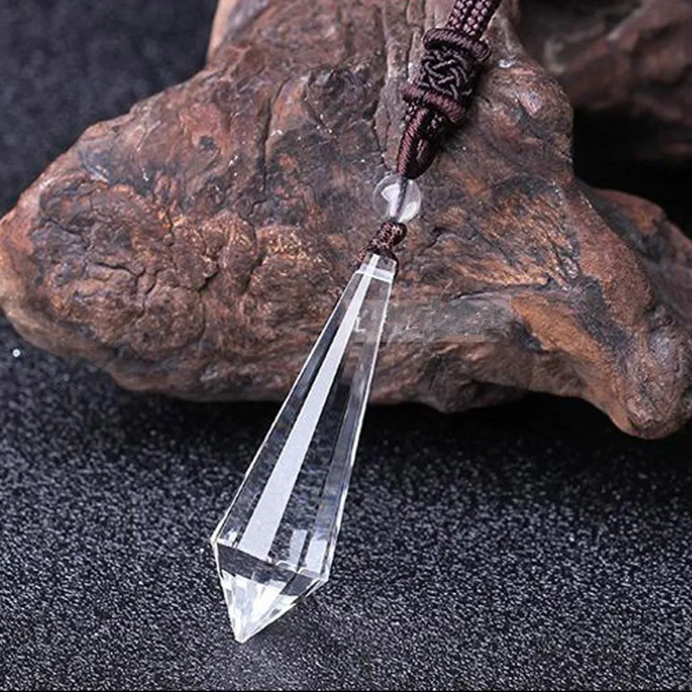 Druzy 클리어 크리스탈 진자/Dowsing Tool 7 Chakra Pendulum, 화이트 쿼츠 레이키|Chain ...