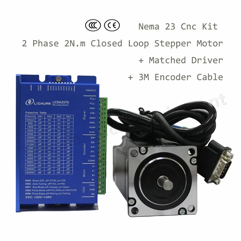 DC Nema 23 2Nm 2 Phase 57 Closed loop Stepper Motor and Matched Servo Driver with 3M Encorder ...