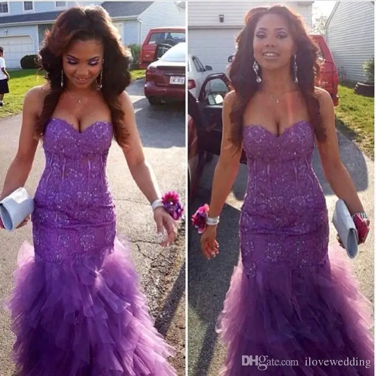 Purple Mermaid Prom Dresses Short