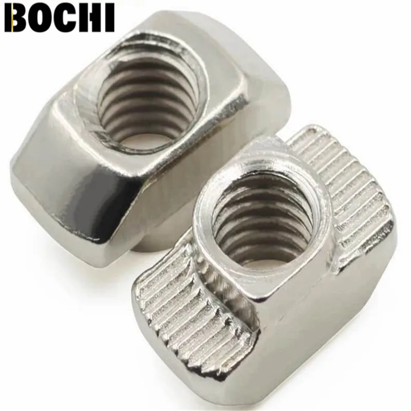 T Slot Nut QWORK 100-Pack - Nickel-Plated Carbon Steel Hammer Head Nuts ...