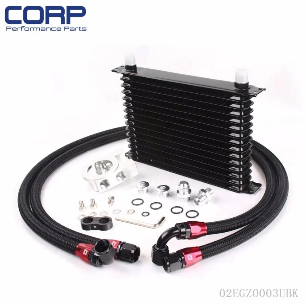 Universal 15 Row JDM Engine Oil Cooler Kit +Remote Oil Filter+AN10 Oil ... Universal 15 Row JDM Engine Oil Cooler Kit +Remote Oil Filter+AN10 Oil ...