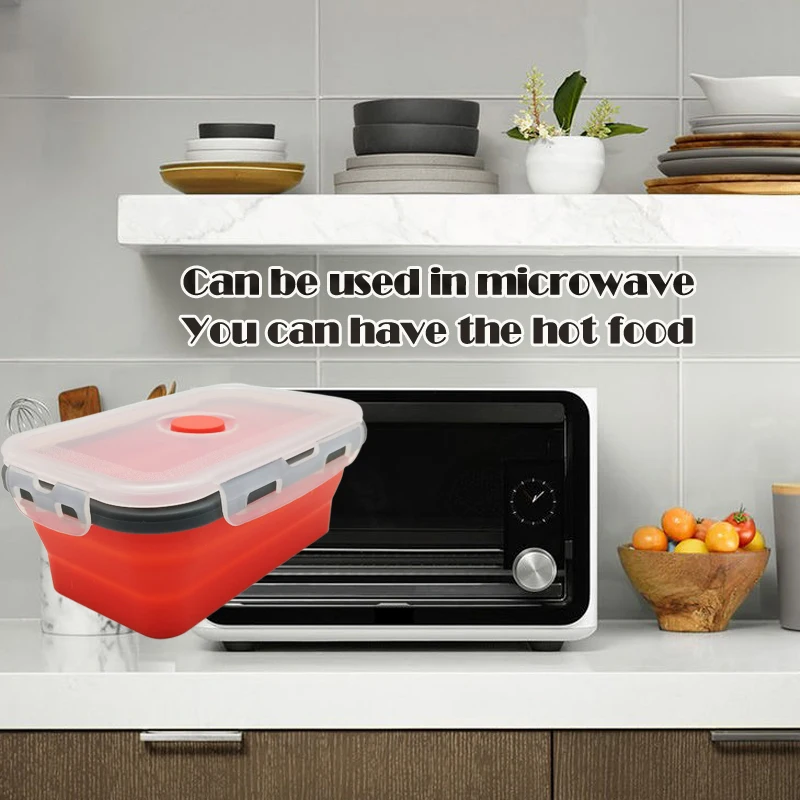 Silicone Eco Friendly Square Lunch Box Bowl Collapsible Food Container ...