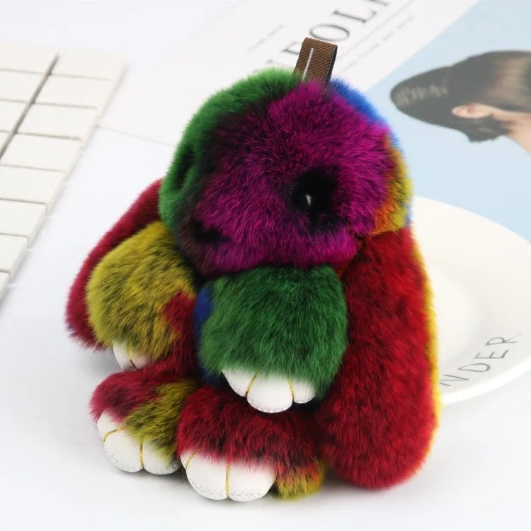 New Fur Bunny Rabbit Keychain Fashion pom pom keychain rabbit fur ...