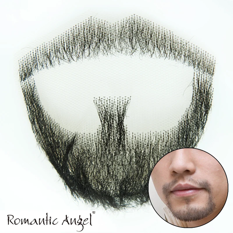 100% Human Hair Full Handmade Fake Mustache Handlebar Beard for ...