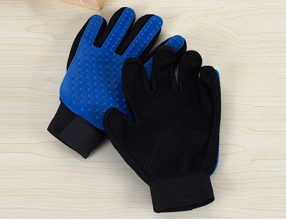 Синяя перчатка для кошек щетка для чистки Пальцев Силиконовая Перчатка ...