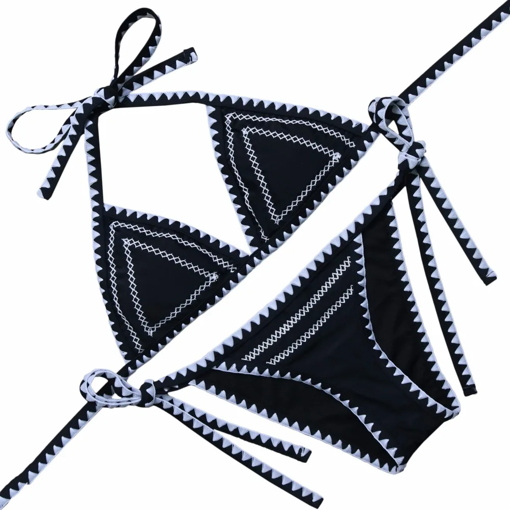 Bathing Suit Crochet Bikini Set Push Up Halter Swimwear Women Swimsuit