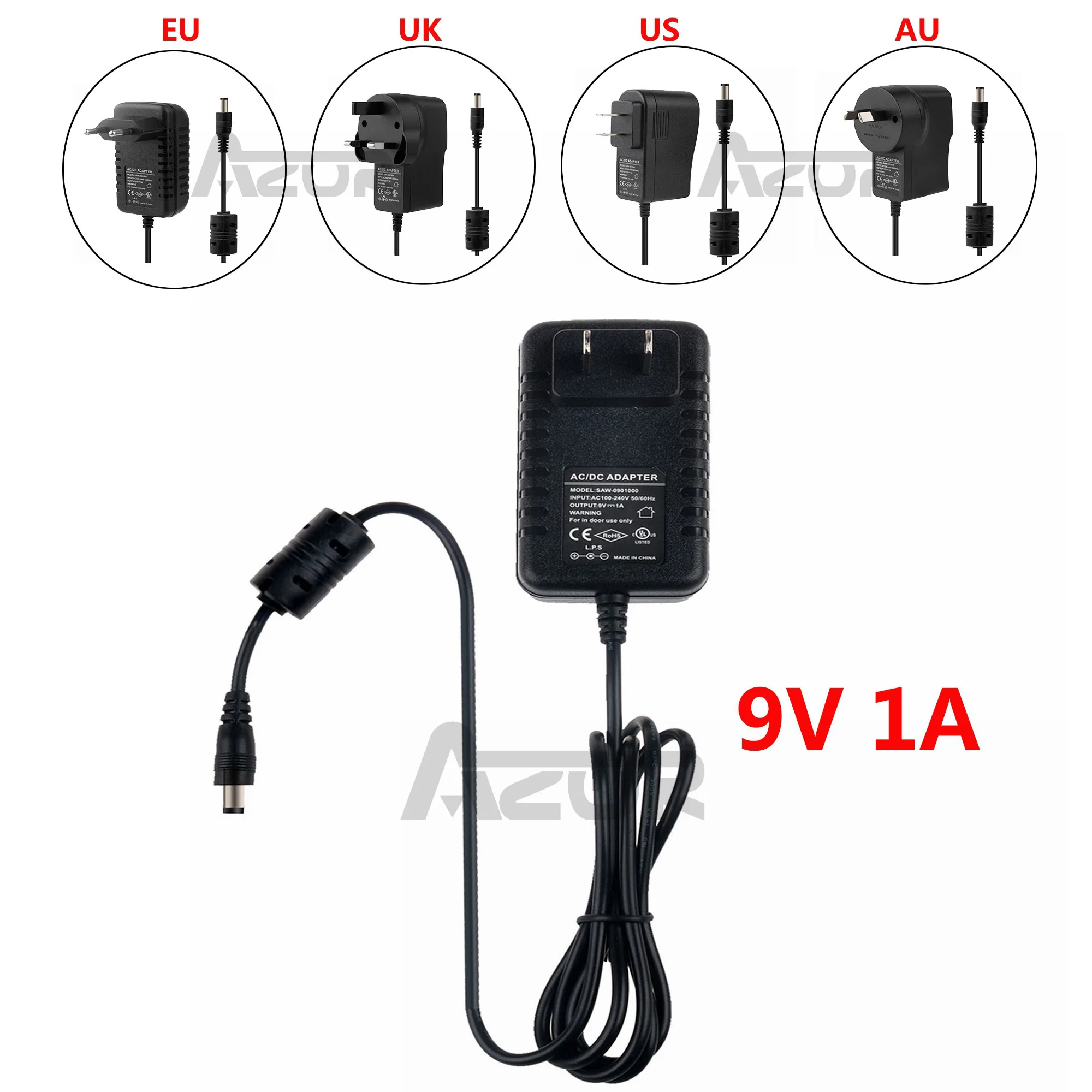 9v 1a Ac/dc Adapter Ac100v-240v To Dc9v 1a 50hz/60hz Charger Use For ...