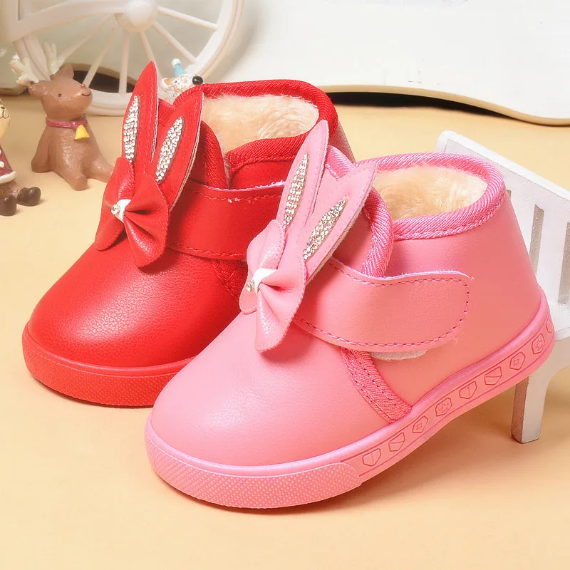 LULUDE 2016 New Winter Bowknot Design Girl's Boots Rabbit Ear Cartoon ...