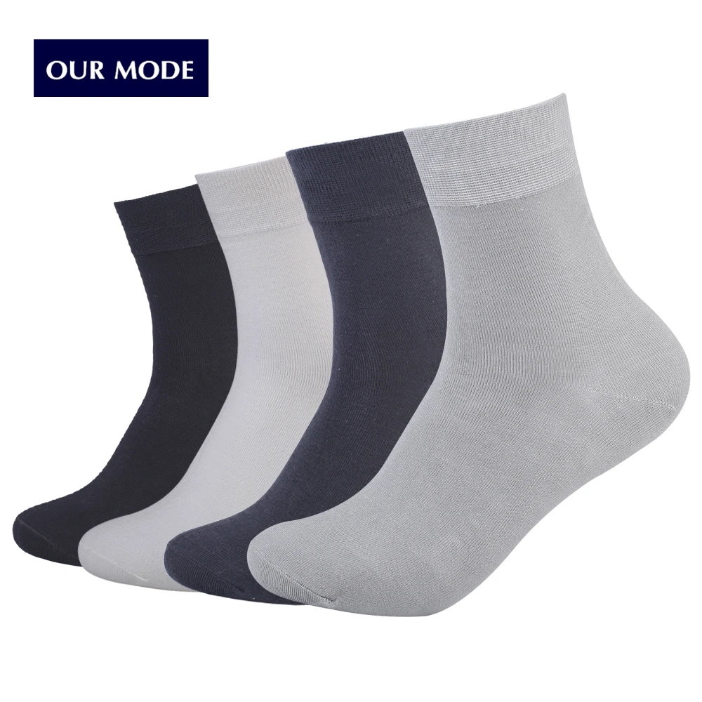 OUR MODE men spring autumn brand bamboo fiber socks male gray business ...