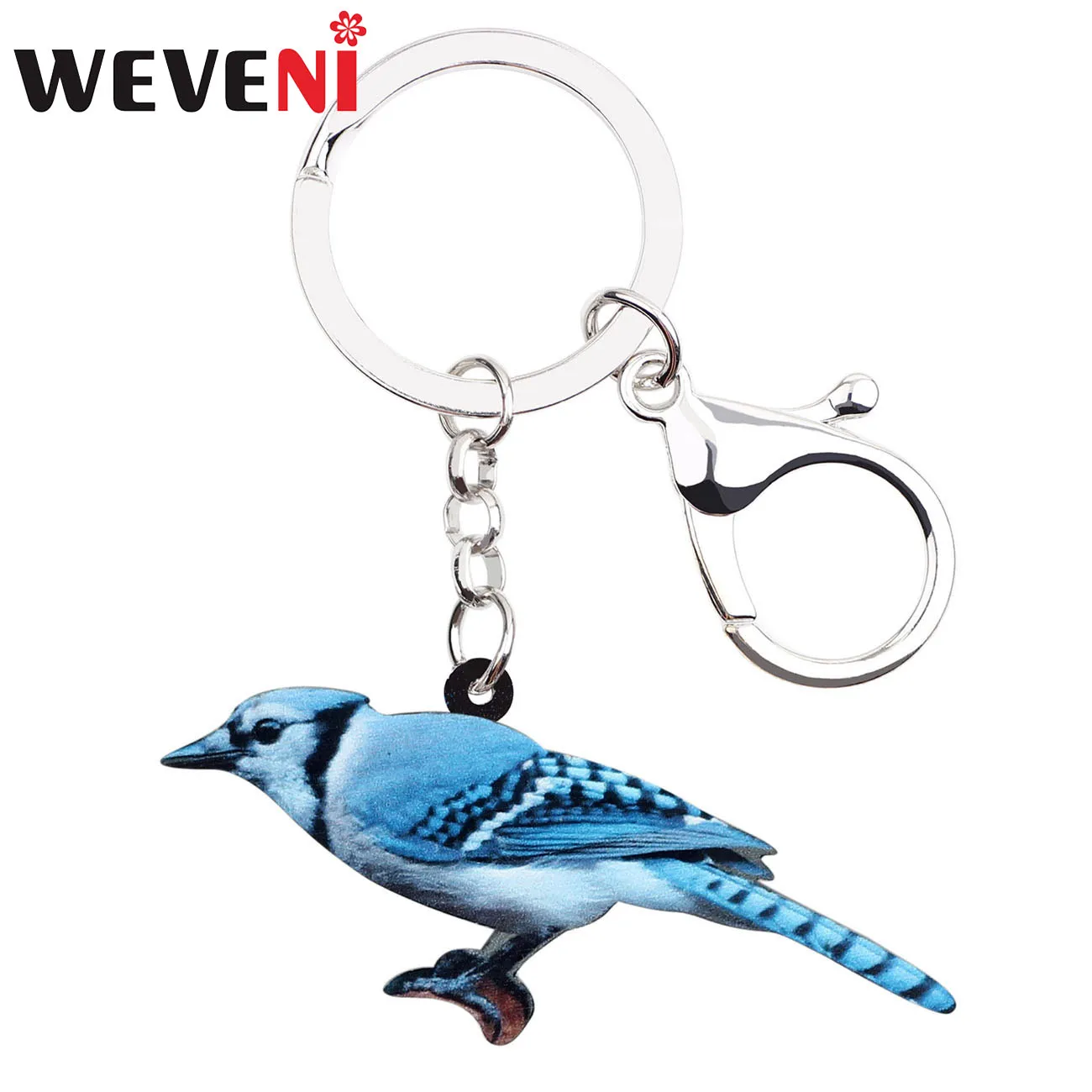 Weveni Acrylic Blue Jay Bird Key Chain Keychains Holder Unique Animal ...