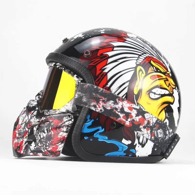 vintage 3/4 Leather Harley Helmets Motorcycle Helmet open face Chopper ...