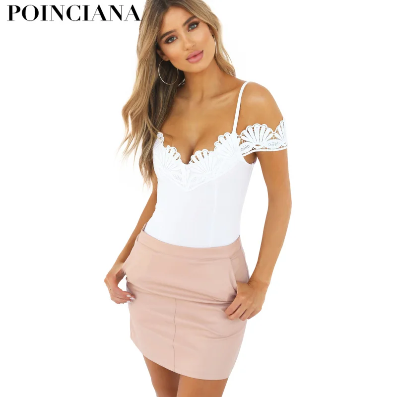 Buy Sexy Lace Patchwork Bodysuit Deep V Lace Off Shoulder Sharper Camisole From
