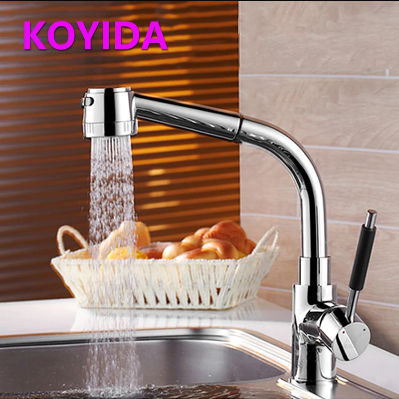 KOYIDA Kitchen Faucet Pull Out Hot And Cold Water Kitchen Tap Chrome ...