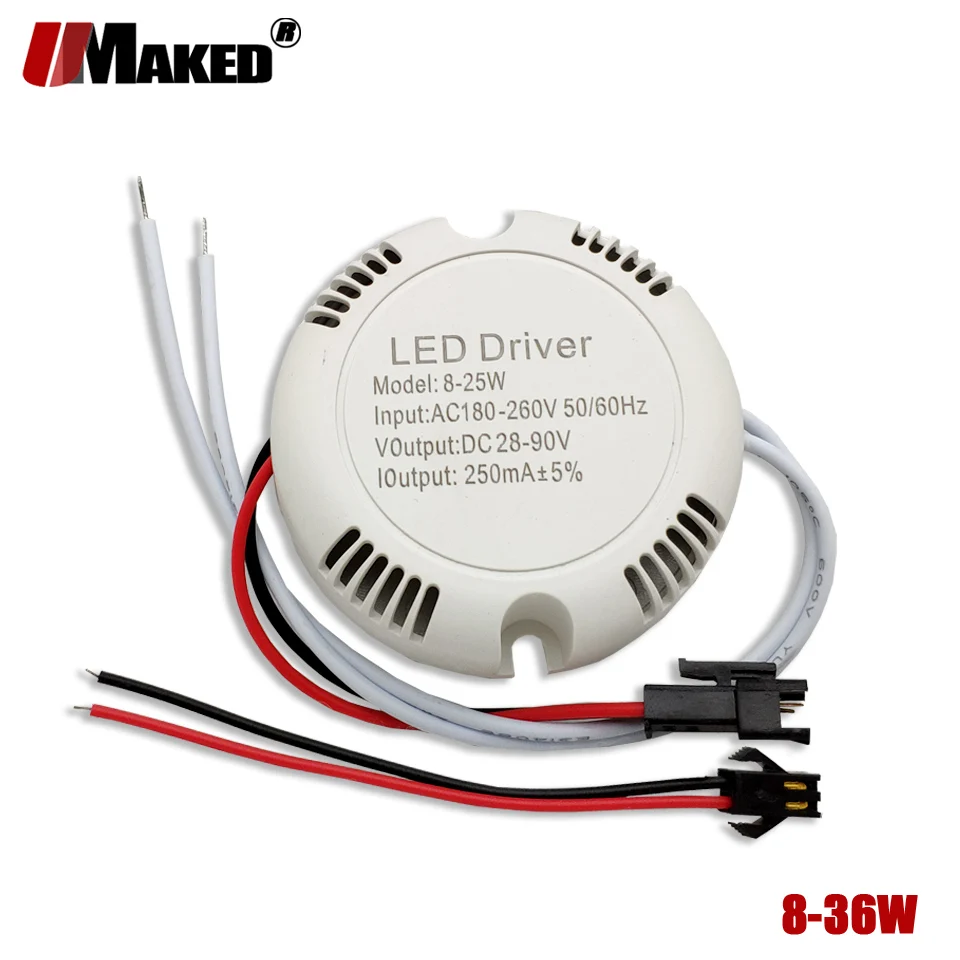 5pc LED driver lighting Transformer 8-25W/25-36W 250mA 2Pin JST ...