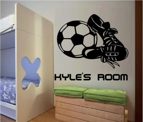 Gratis shiping/Sepatu Bola Personalized Nama Vinyl Anak Laki laki Wall ...