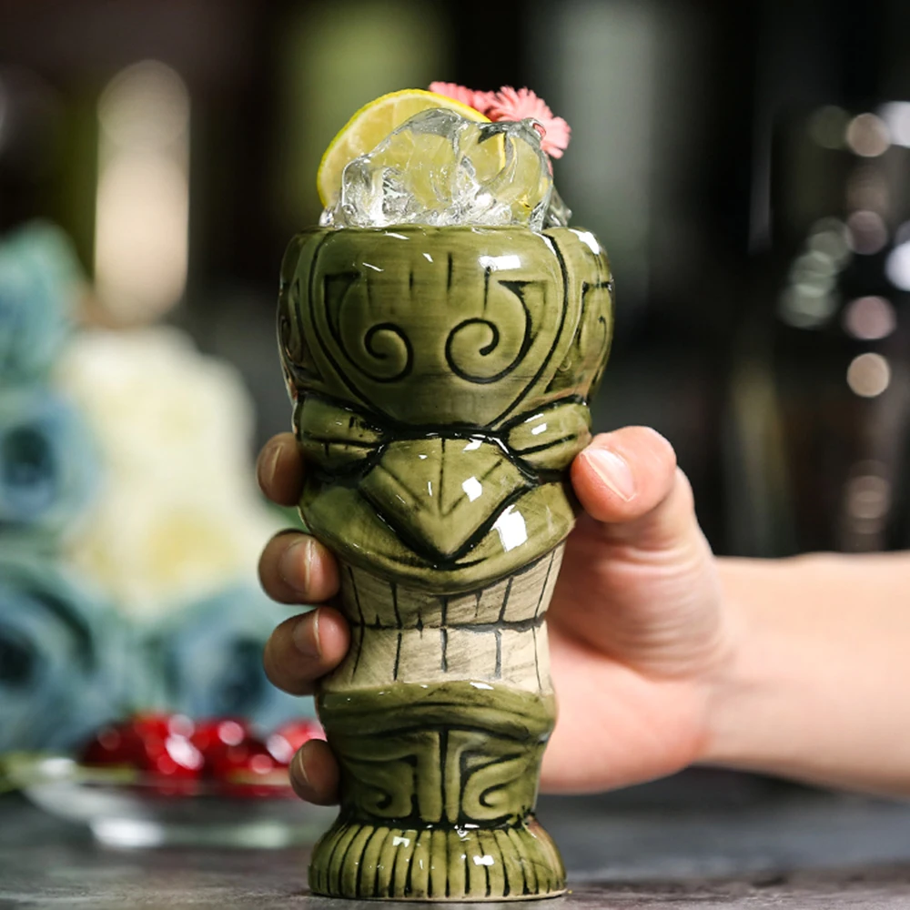 1 Pcs Tiki Mug Cocktail Cup Beer Wine Mug Ceramic Tiki Mugs Art Crafts ...