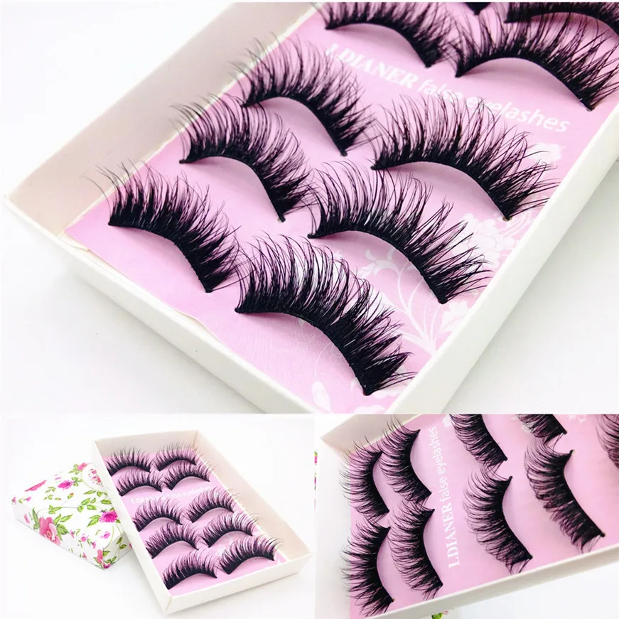 Hot eyelashes 5 Pairs Fashion Natural Handmade Long False Black ...