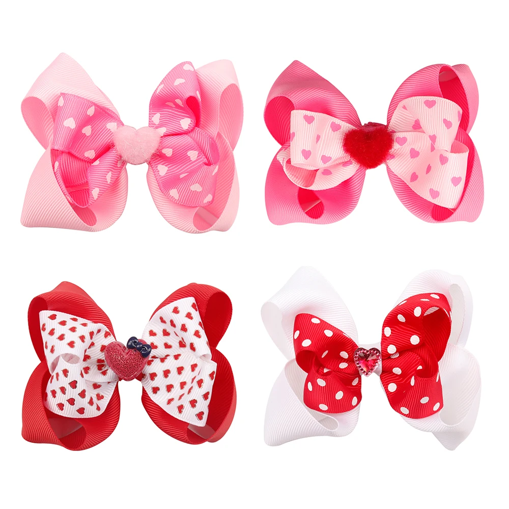Ncmama 4 Inch Hair Clips For Girls Kids Grosgrain Ribbon Hair Bows
