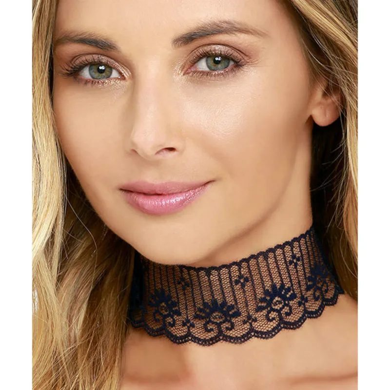 2017 Black Lace Choker Necklace Women Flower Necklaces Chokers Ketting