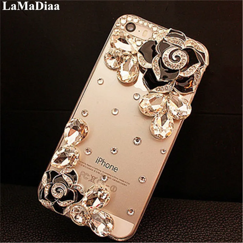 Luxury Bling Crystal Diamond Rhinestone Flower Clear Soft Phone Case ...