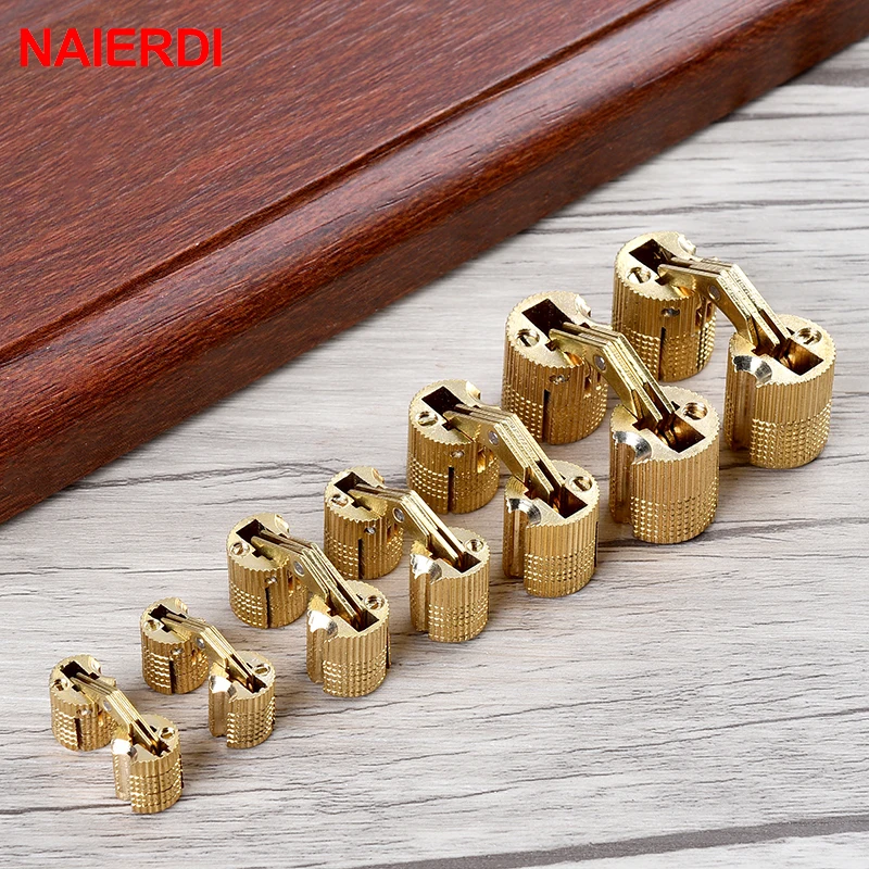NAIERDI Brass Furniture Hinges 8-18mm Hidden Cabinet Copper Invisible ...