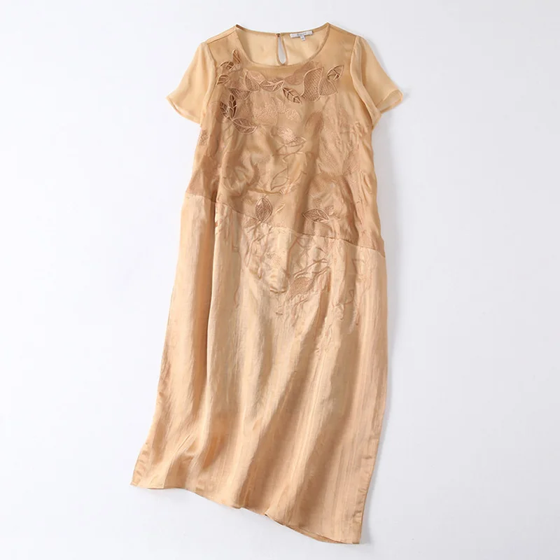 Vestido de dos piezas de seda para mujer, tela de seda, diseño bordado ...