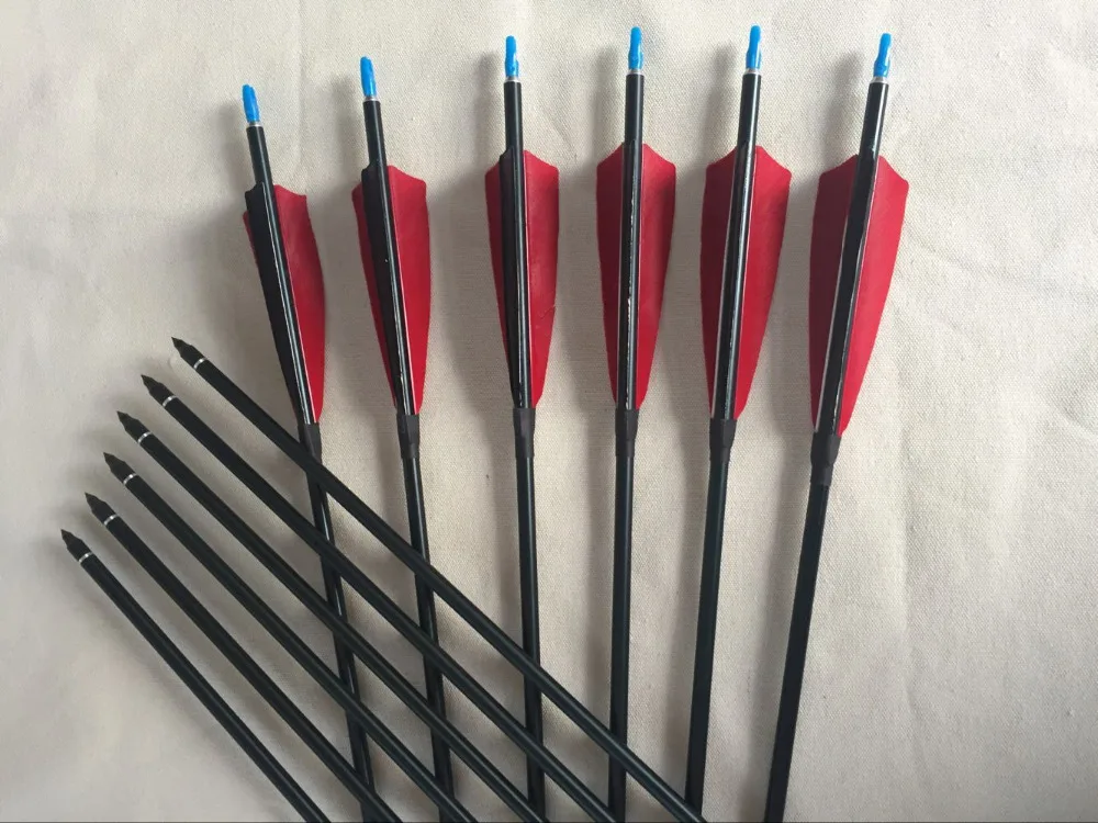 12-Pcs-30-1916-Aluminum-arrow-ID6-6mm-OD7-6mm-Spine550-with-5-Turkey ...