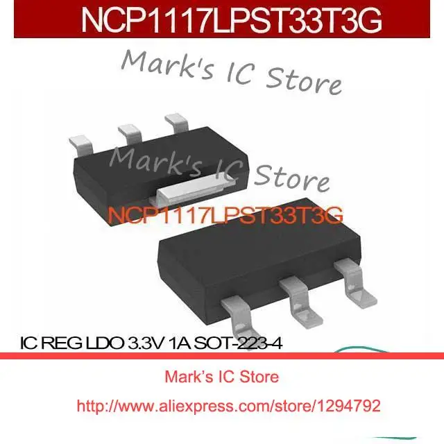 NCP1117LPST33T3G IC REG LDO 3.3V 1A SOT 223 4 NCP1117LPST33 ...