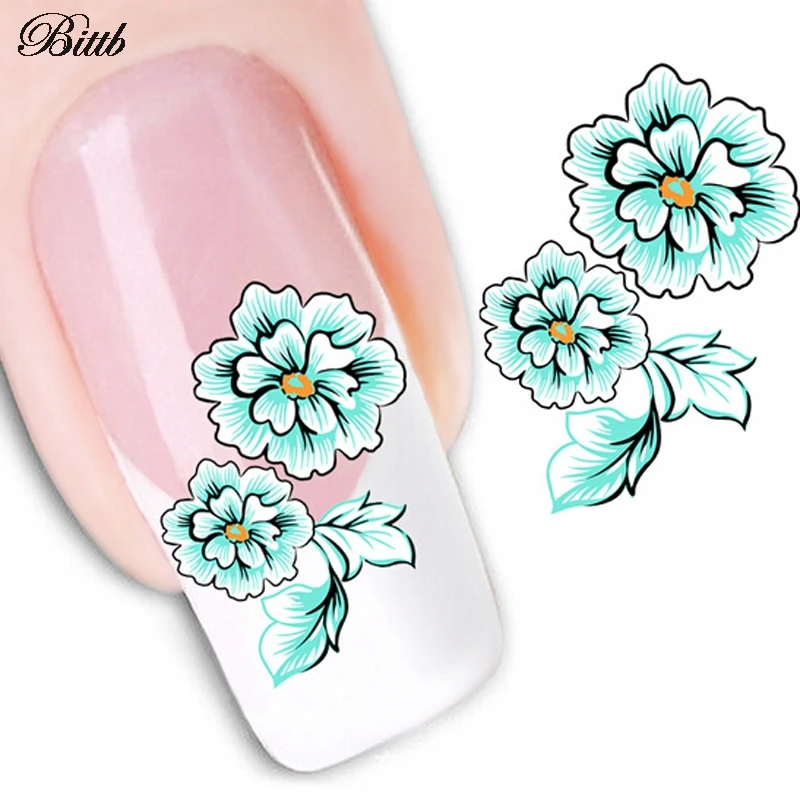 Bittb 5pcs Daisy Flower Nail Art Sticker Decal Foil Fingernail French Manicure Nail Design
