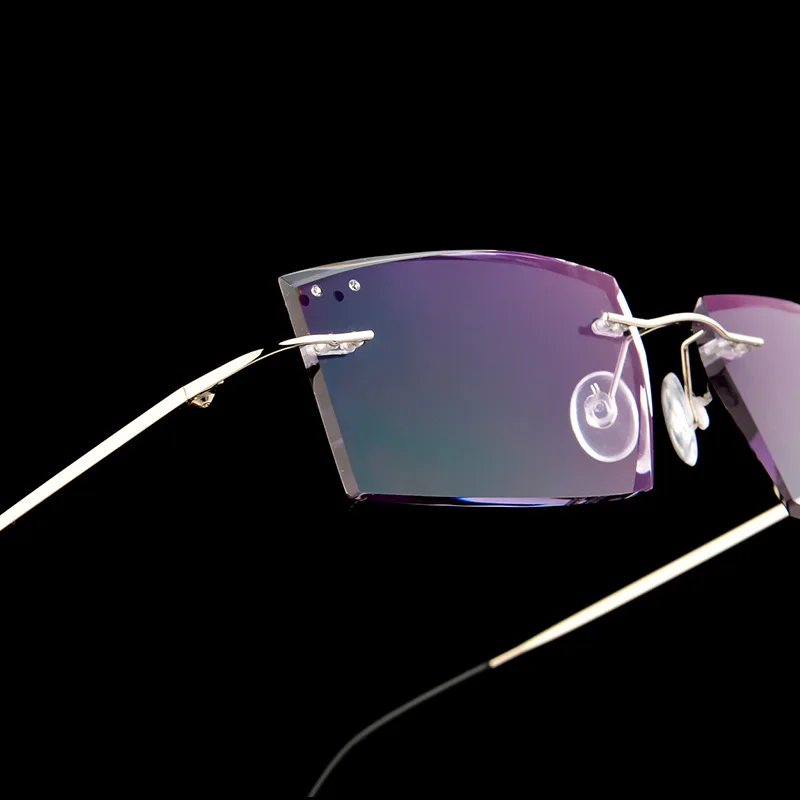 High Clear Rhinestone Reading Glasses Women Diamond Cutting Rimless