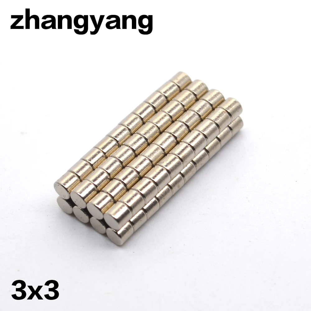 100pcs 3*3mm Round Magnetic Diameter 3mm x 3mm Rare Earth Neodymium ...