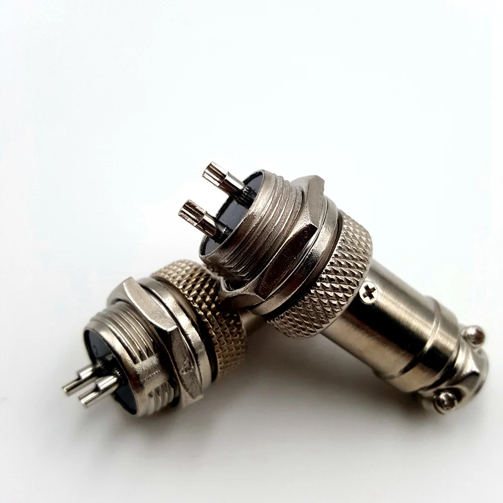 GAQUSU 1Set GX16 2 Pin Male + Female Aviation Socket Plug Metal Panel ...