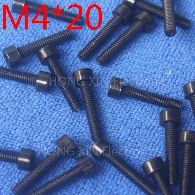 M4 * 20สีดำ1ชิ้นไนล่อนภายในหกเหลี่ยมสกรูหัวจม20มิลลิเมตรสายฟ้าพลาสติก ...