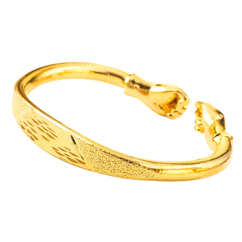 Ethlyn Fist bangles for men jewelry Gold Color Opening embossing gold ...