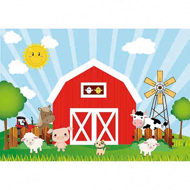 Red Barn With Animals