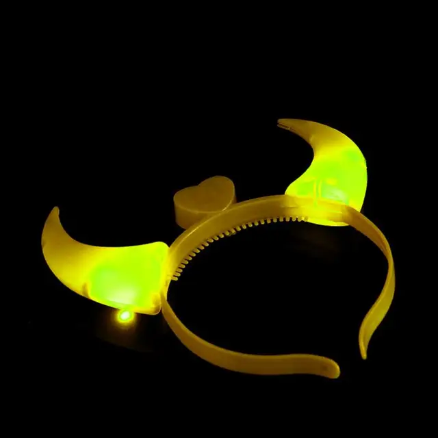 LED Light Up Flashing Devil Horns Headband Glowing Devil Horns LED ...