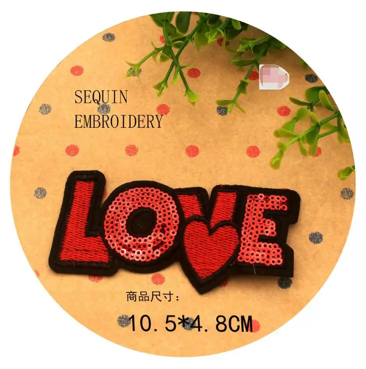 5pcs Fashion Red heart LOVE Patch sequined Kids clothes women Motif ...