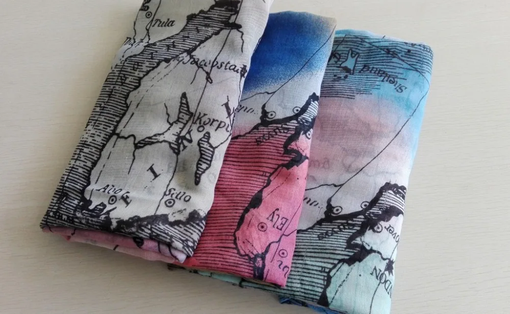 Fashion World Map Print Scarves And Shawls Women Map Scarf Shawls Hijab ...