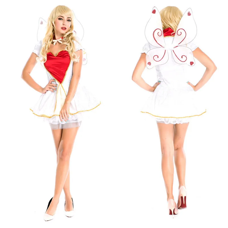 Sexy adult cupid butterfly fairy costume for women,red heart of women ...