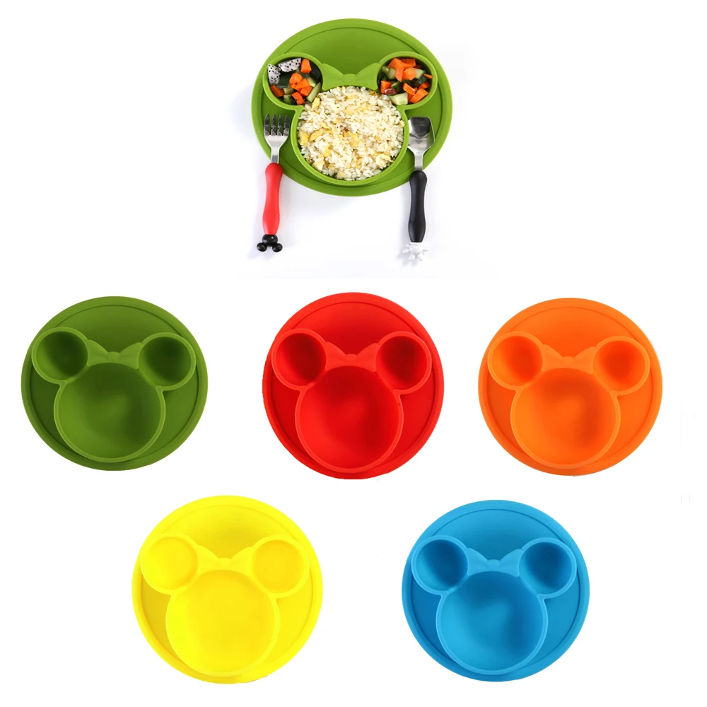 Portable One Piece Baby Bowl Plate Tableware Feeding Mickey with Strong ...