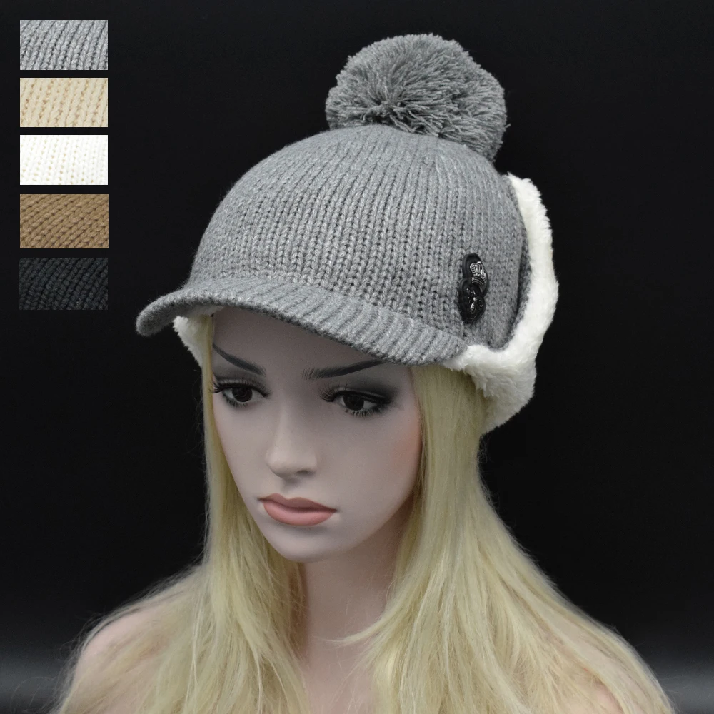 2017 Winter Wool knit Hats For Women Thickening Cotton Hat Winter ...