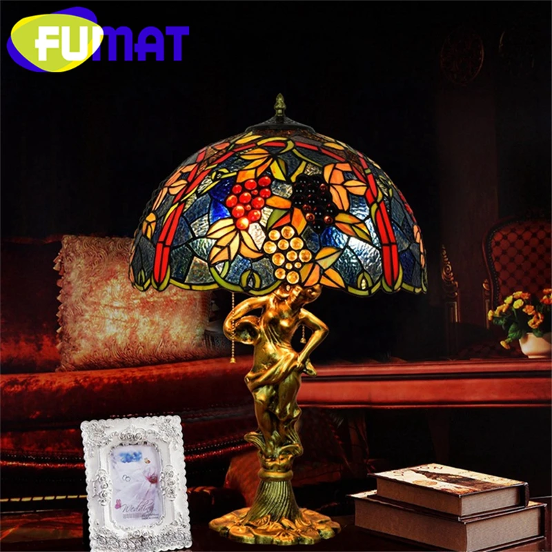 Fumat Tiffany European Barock Style Table Lamps Stained Glass Desk Lamp ...