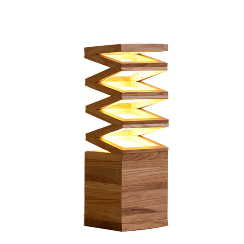 Nordic bedroom solid wood energy saving LED desk lamp wood office ...