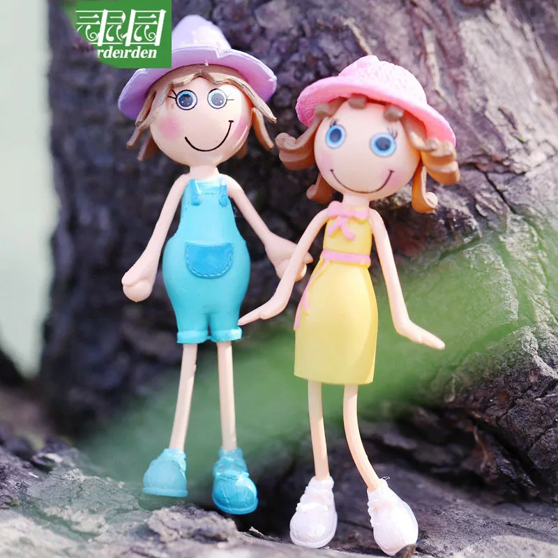 4PCS Cute Mini Figurines Miniature Girl Mei Resin Crafts Ornament Fairy ...