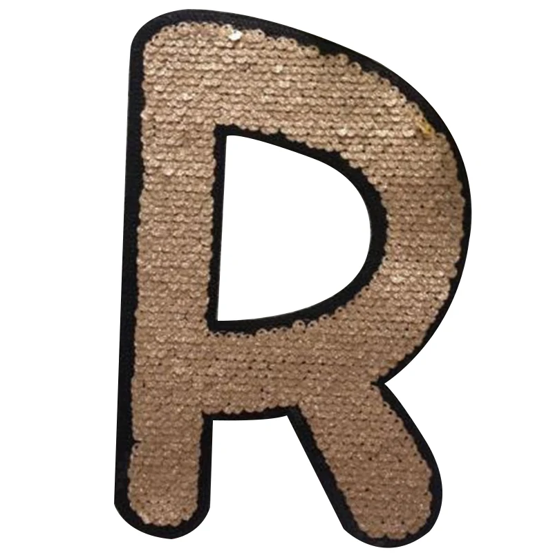 Sequins 25cm R Letter Patch Embroidered Patches For Clothing Sew on ...