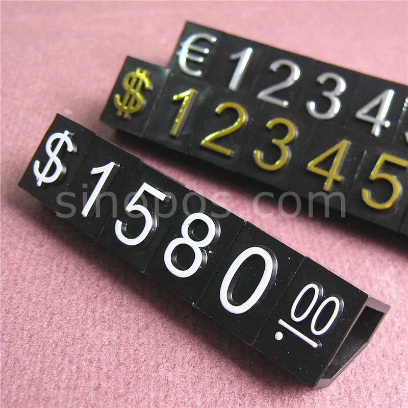 X Large Combined Price Tag Dollar Euro, snap number digit cubes stick ...