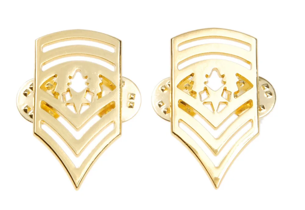 Pair Of Us Army Command Sergeant Major Rank Metal Pin Gold Badge ...